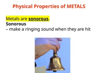 Properties of Structures Metal and Non-metal for Year 7 | PPTX