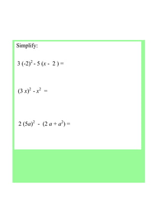 Y9 algebra 1 Collecting Terms & Expanding Brackets | PDF