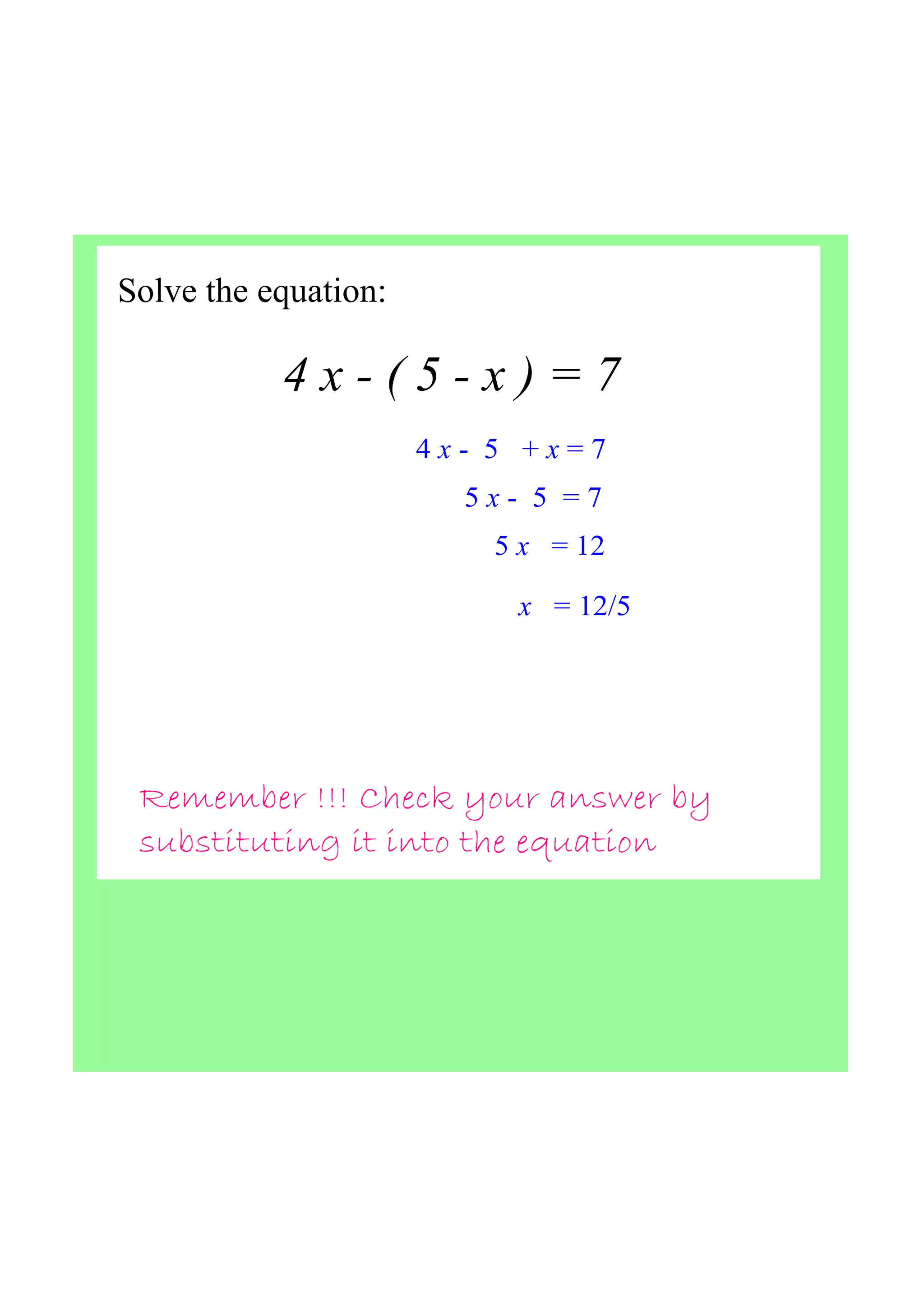 Y9 algebra 1 Linear Equations | PDF