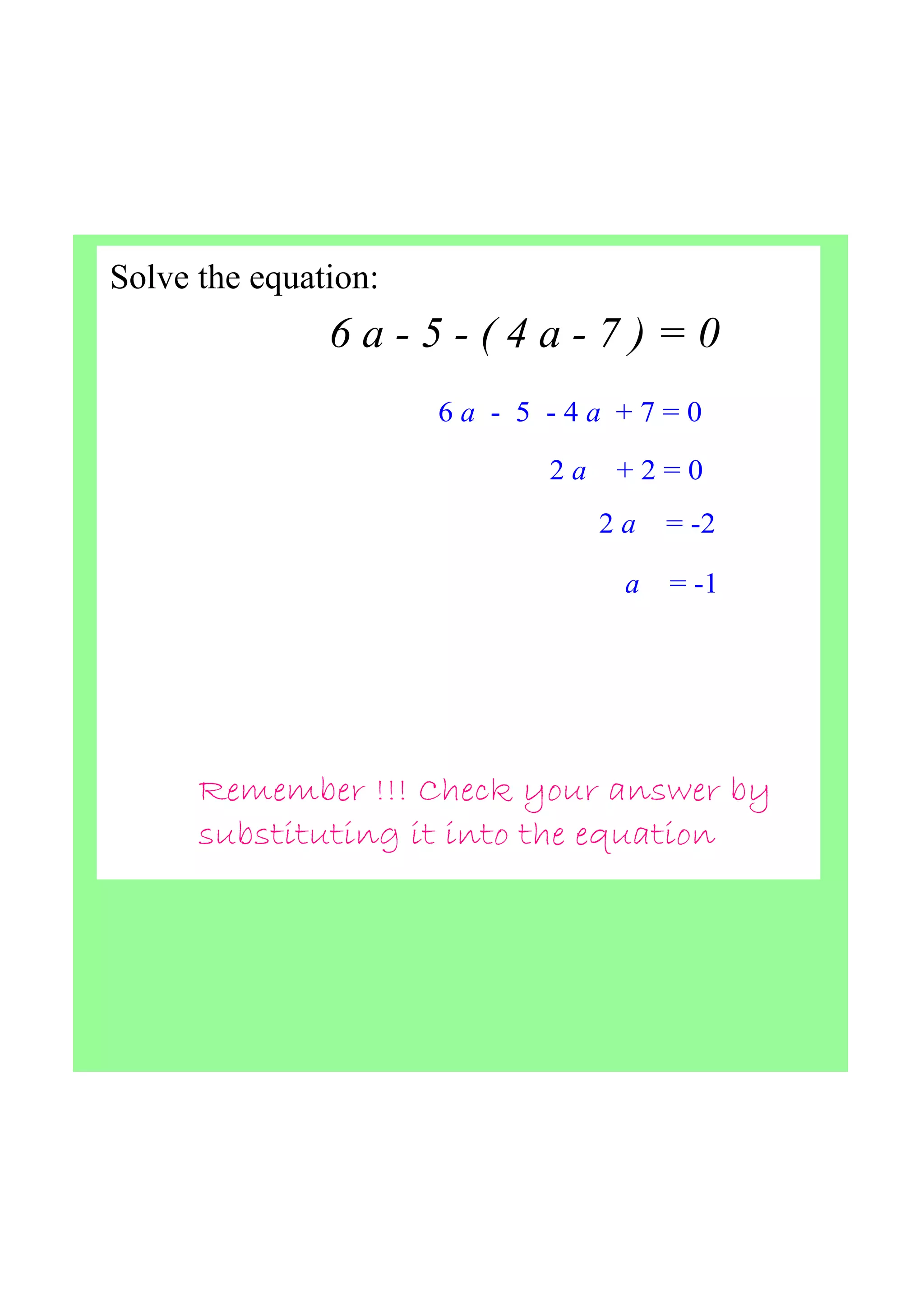 Y9 algebra 1 Linear Equations | PDF