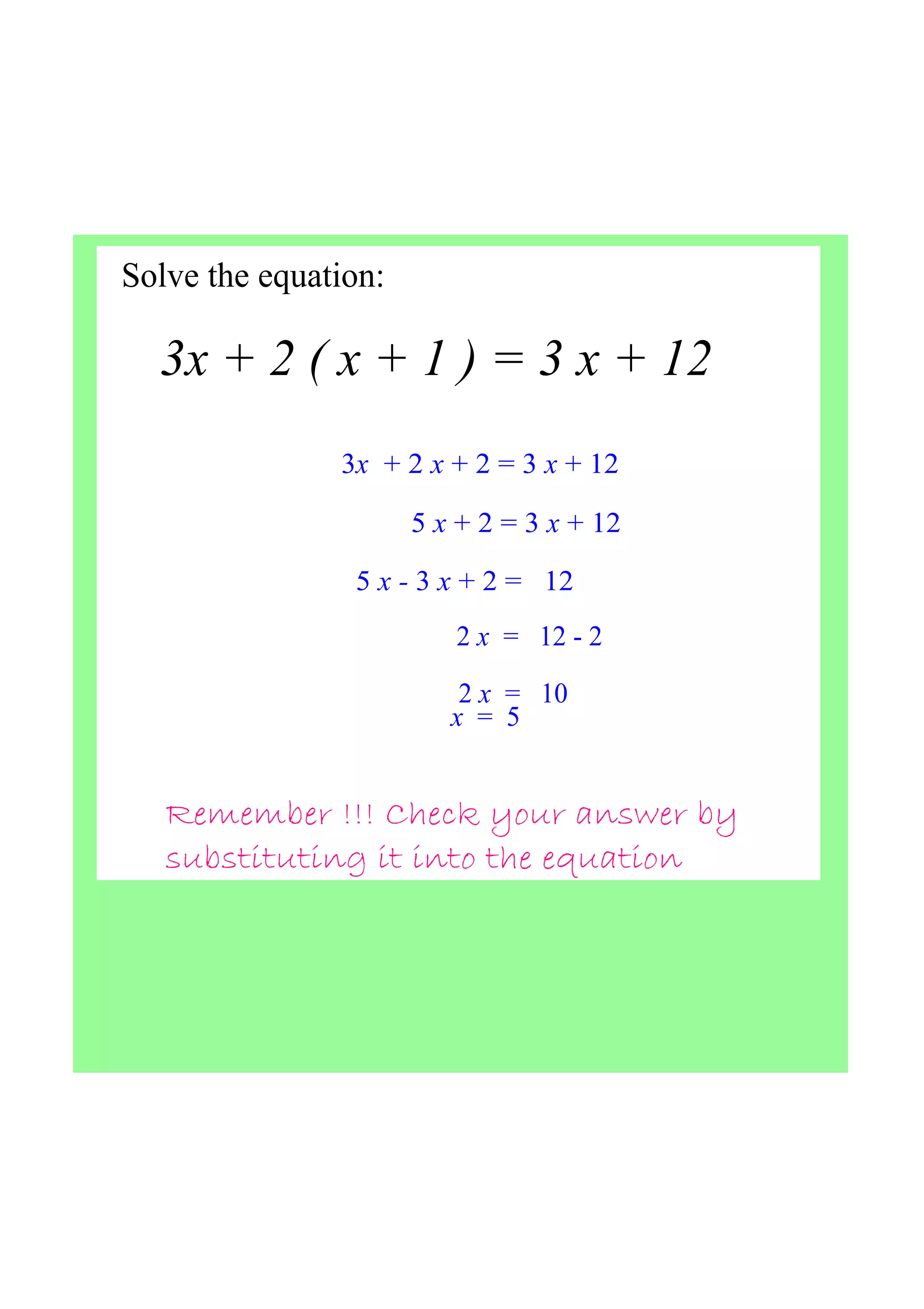 Y9 algebra 1 Linear Equations | PDF