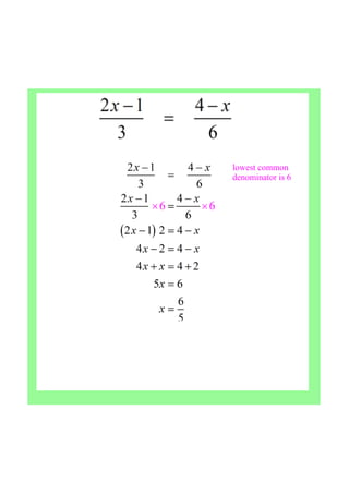 Y9 algebra 1 Linear Equations | PDF