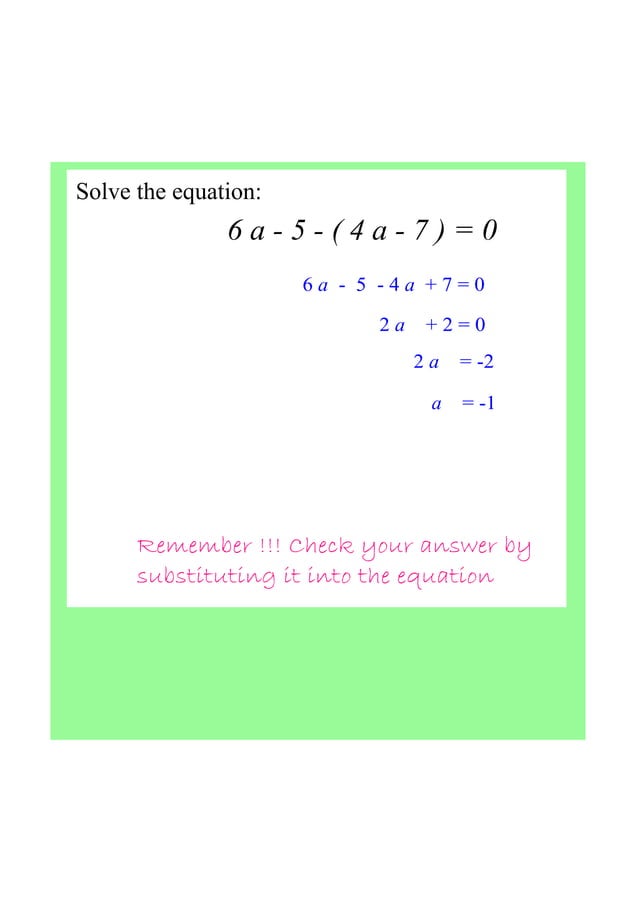 Y9 algebra 1 Linear Equations | PDF
