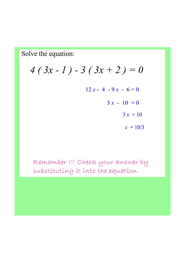 Y9 algebra 1 Linear Equations | PDF