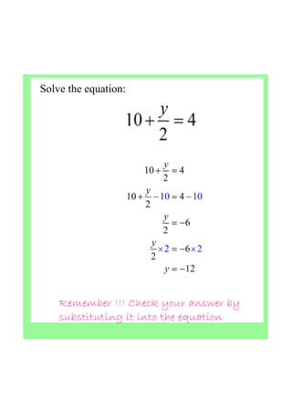Y9 algebra 1 Linear Equations | PDF