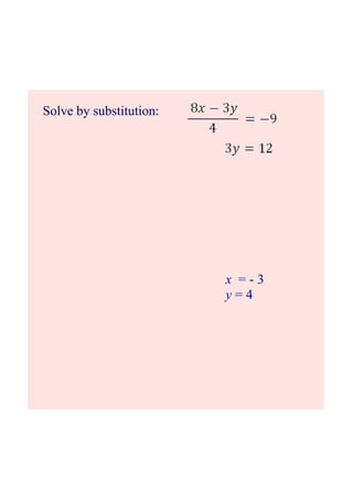 Y9 algebra 1 simultaneous equations by substitution method | PDF