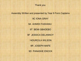 Y9 Assembly Week 4 | PPT | Homework and Study | Education