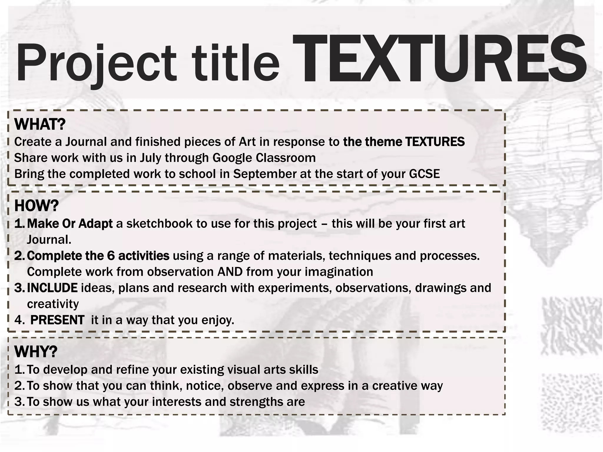 Y9 transition gcse art project texture theme | PPTX