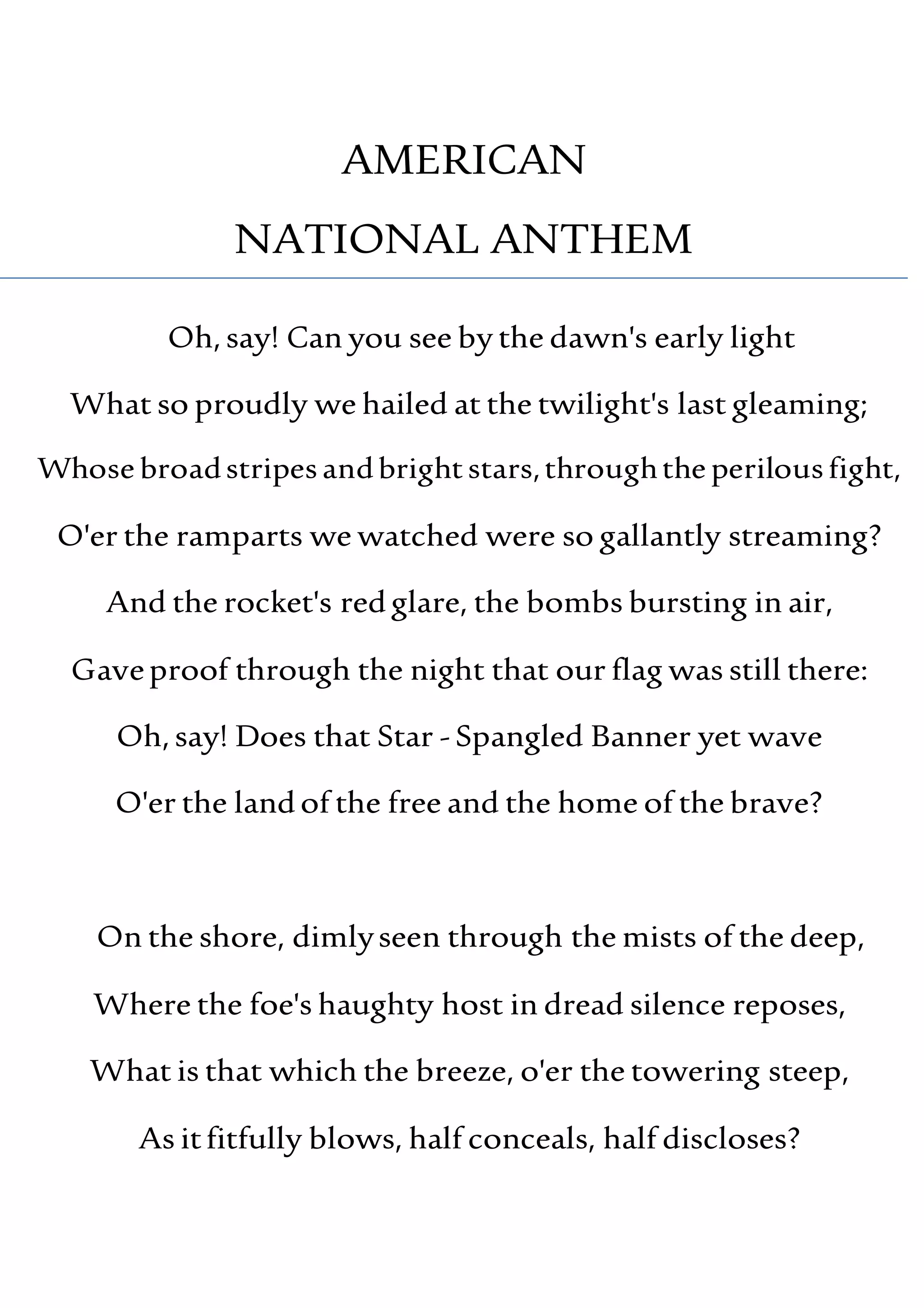 American National Anthem | DOCX
