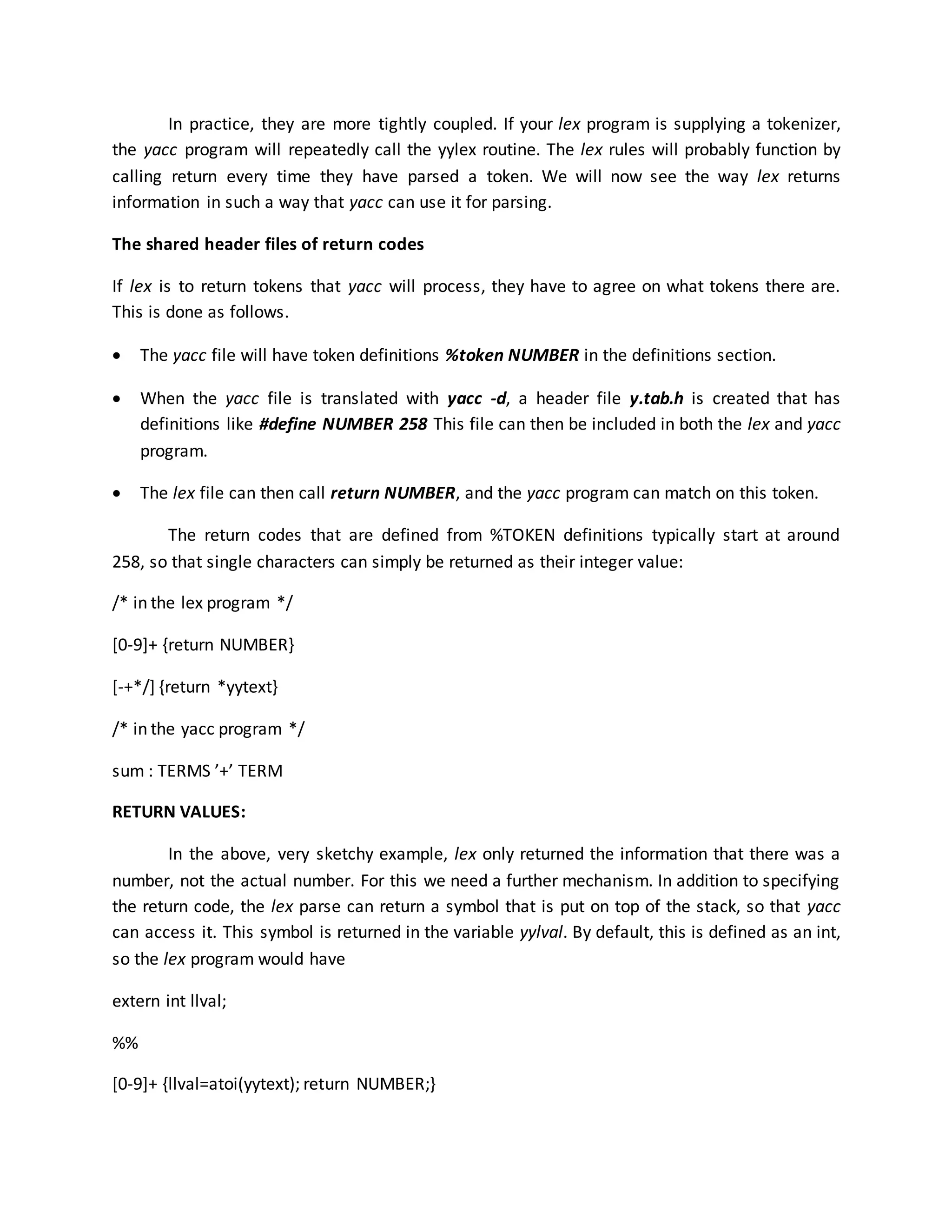 Yacc topic beyond syllabus | PDF