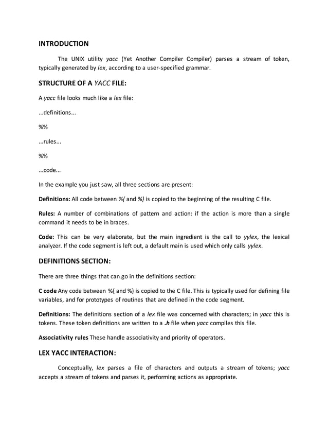 Yacc topic beyond syllabus | PDF