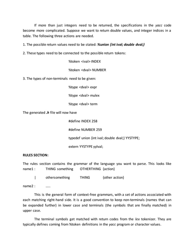 Yacc topic beyond syllabus | PDF