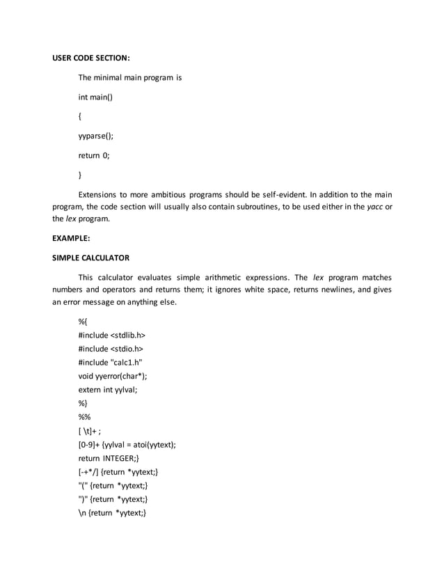 Yacc topic beyond syllabus | PDF