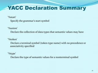 Yacc (yet another compiler compiler) | PPTX