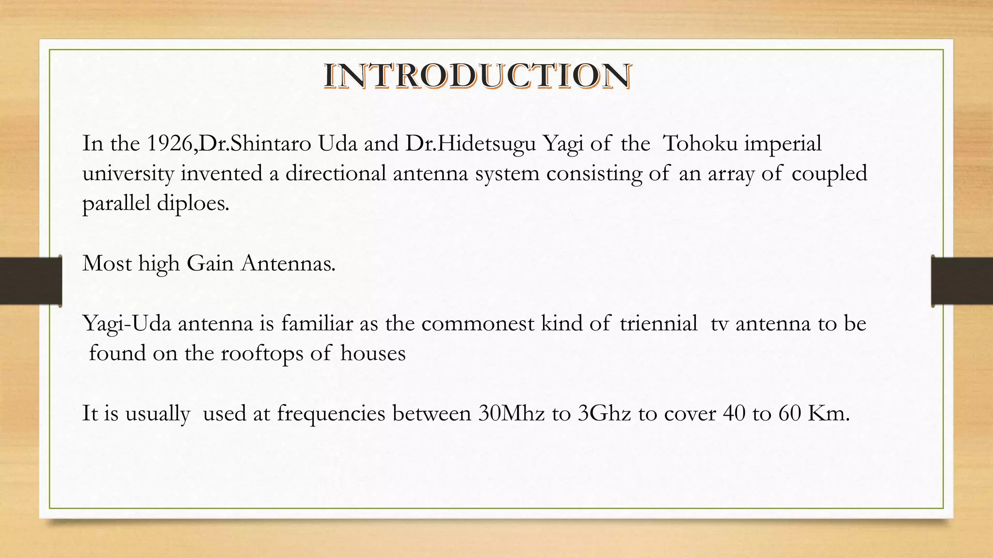 Yagi Uda Antenna | PPTX