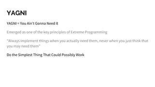 YAGNI Principle and Clean Code | PDF