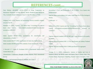 PERPORMANCE COMPARISION OF FIRED CLAY BRICKS WITH QUARRYDUST SANDCRETE ...