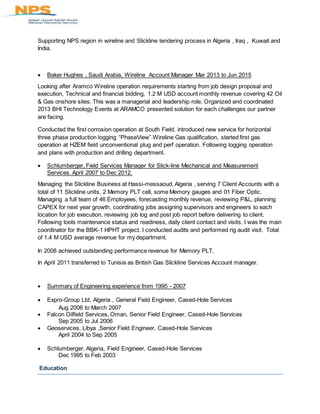 CV Wireline & Slickline Services Expertize | DOCX