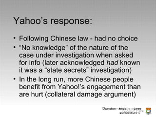 Yahoo!, the Shi Tao Case, and lessons for corporate social responsibility | PPT