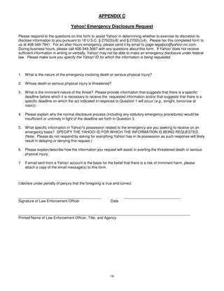 Yahoo Compliance Guide for Law Enforcement | PDF