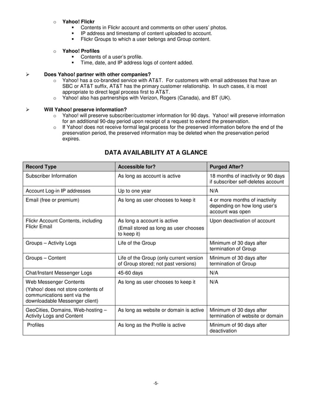 Yahoo Compliance Guide for Law Enforcement | PDF