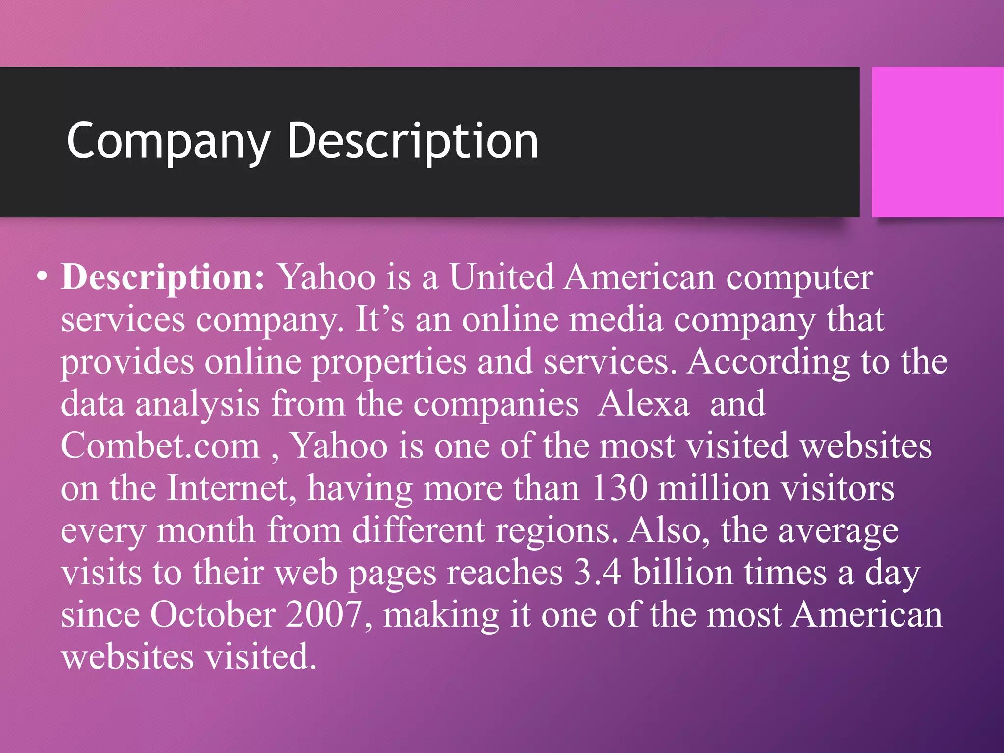 Yahoo! marketing analyzing | PPTX | Internet | Computing