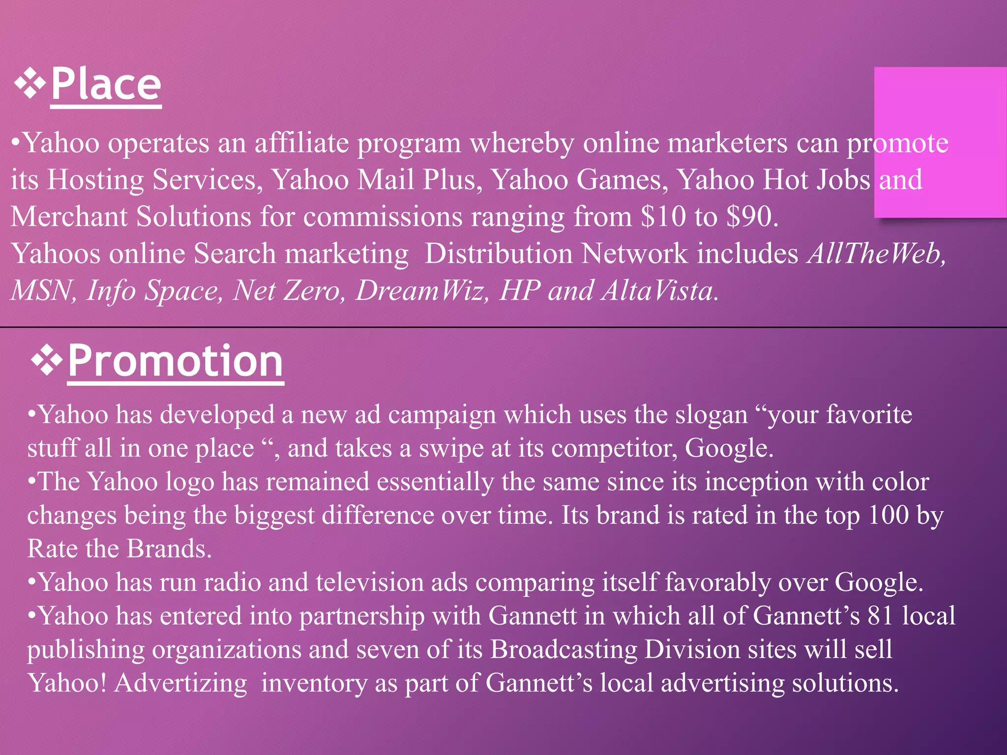 Yahoo! marketing analyzing | PPTX | Internet | Computing