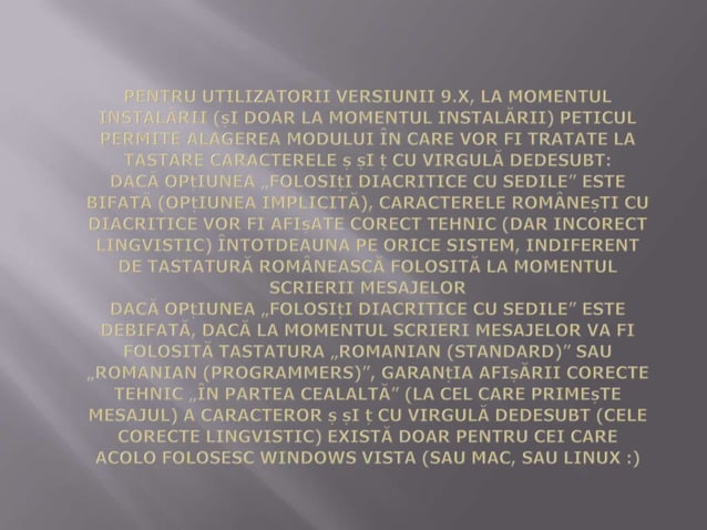 Diacritice romanesti in YM | PPTX