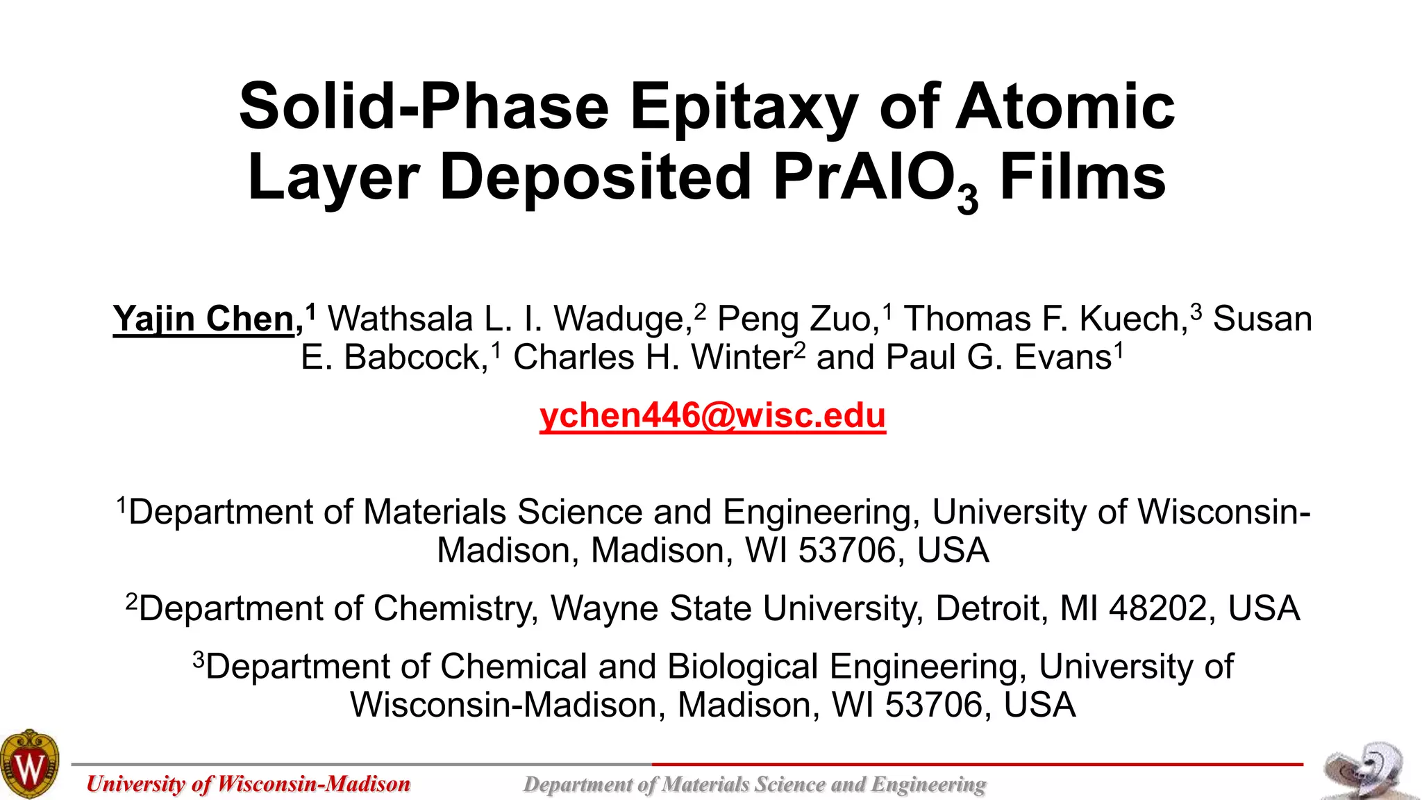 Solid-Phase Epitaxy of Atomic Layer Deposited PrAlO3 Films | PPTX
