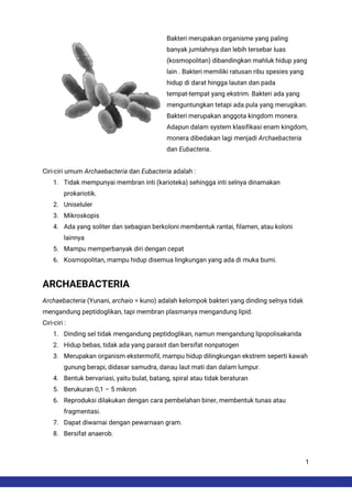 Mengenal Archaebacteria dan Eubacteria | PDF