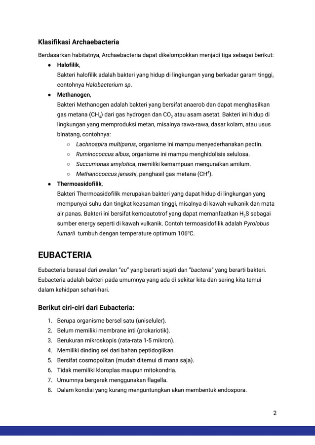Mengenal Archaebacteria dan Eubacteria | PDF