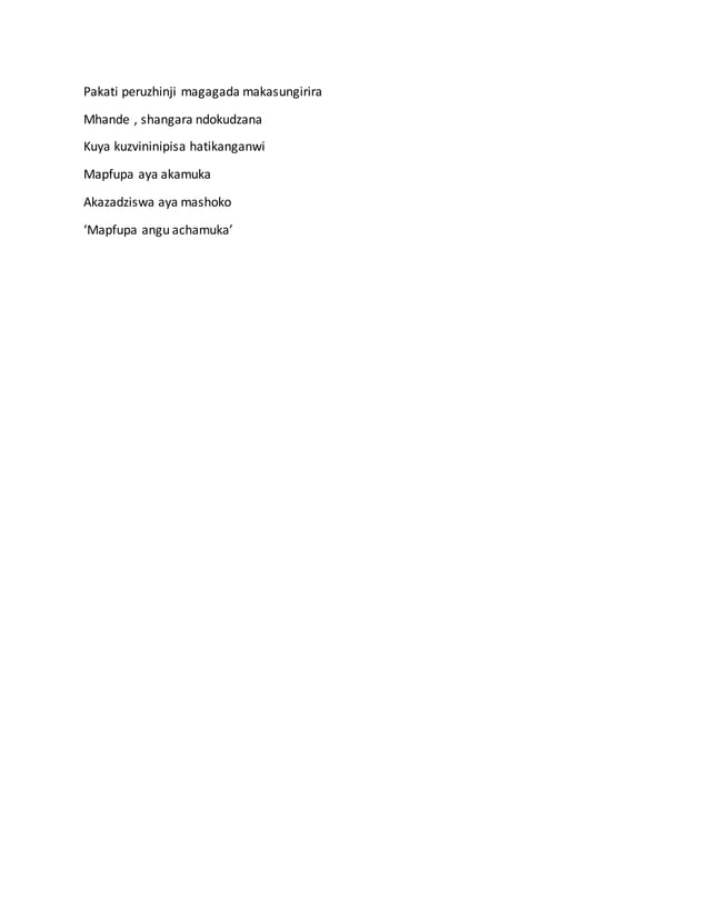 Yakarira hwamanda yechimurenga | PDF