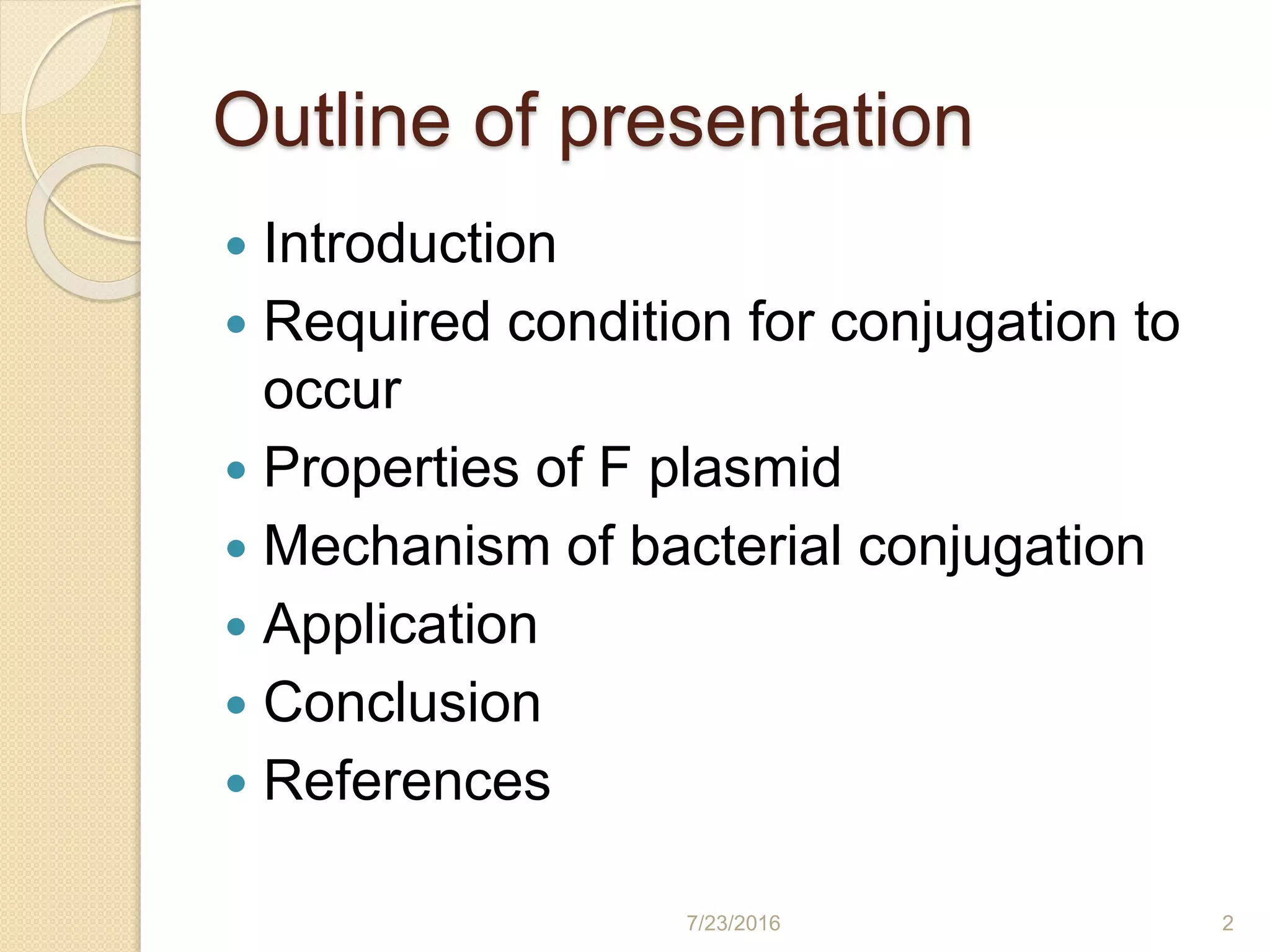 Bacterial conjugation and its application | PPTX