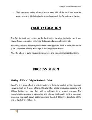 Yakult operation report | DOCX