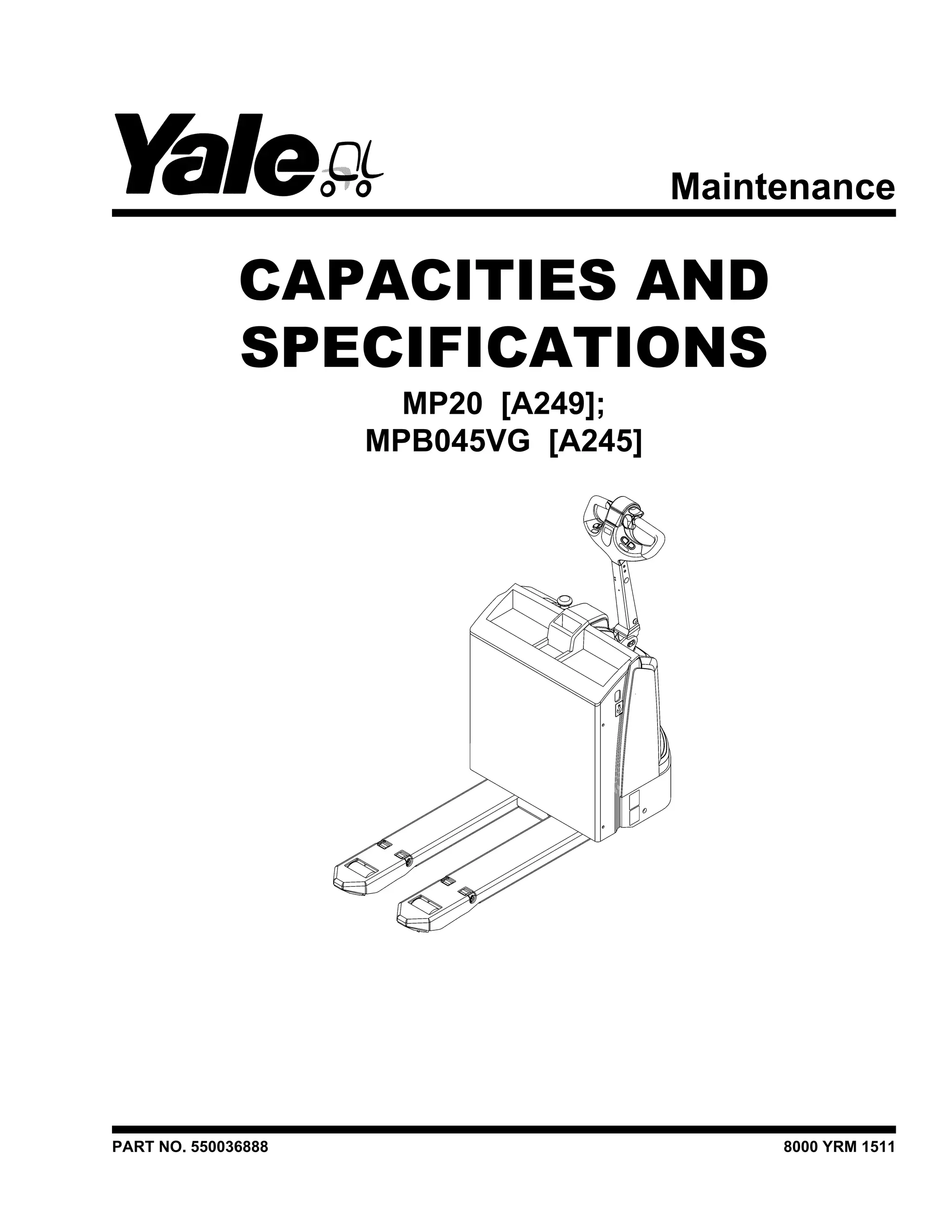 Yale a245 (mpb045 vg) hand truck & pallet truck service repair manual | PDF