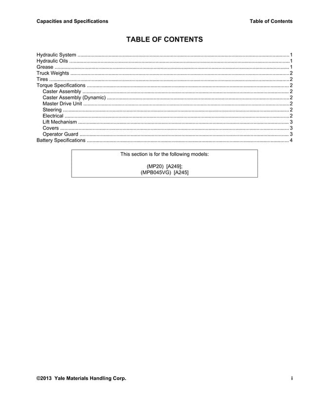 Yale a245 (mpb045 vg) hand truck & pallet truck service repair manual | PDF