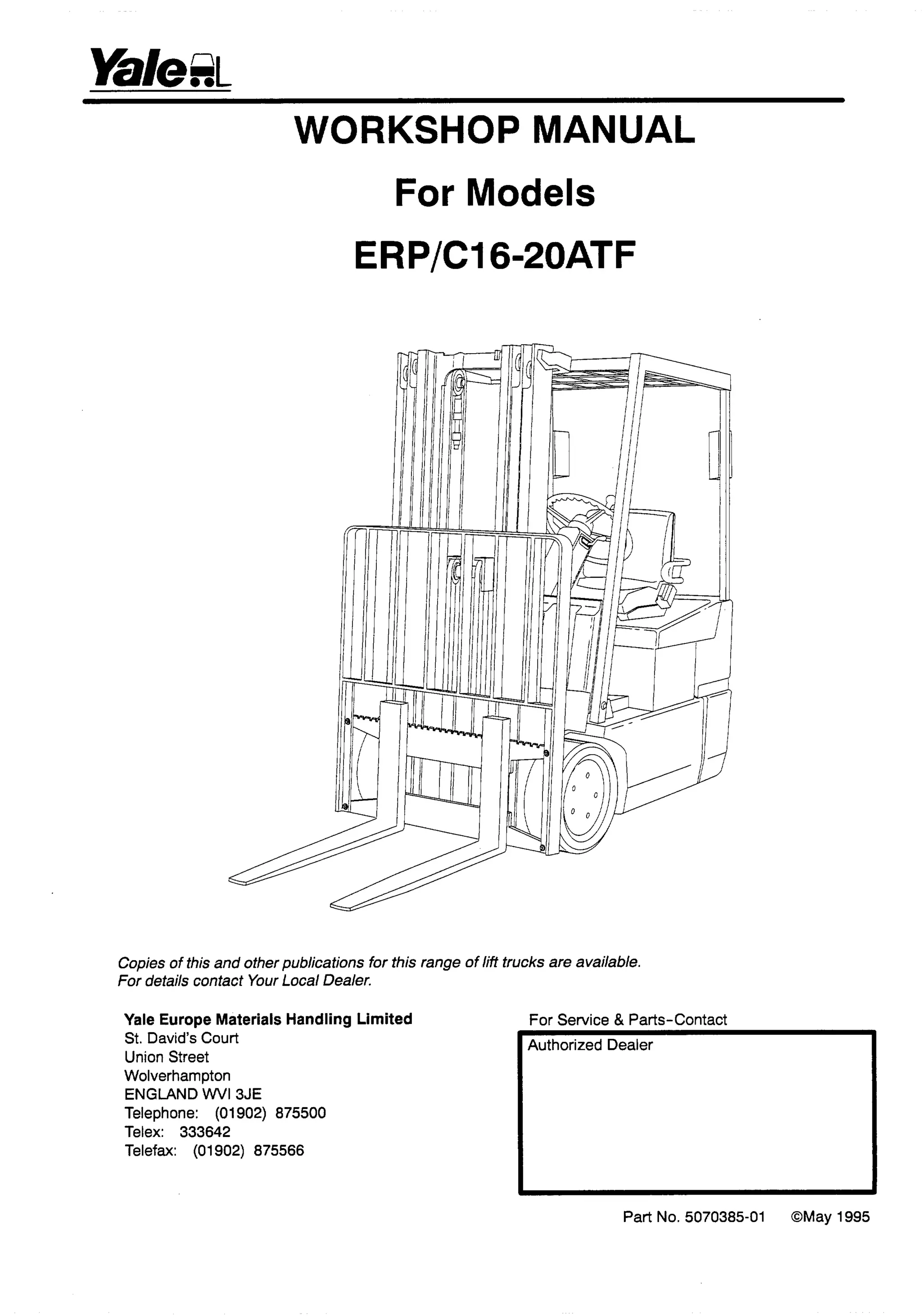 Yale (a807) erp16 20 atf forklift service repair manual | PDF