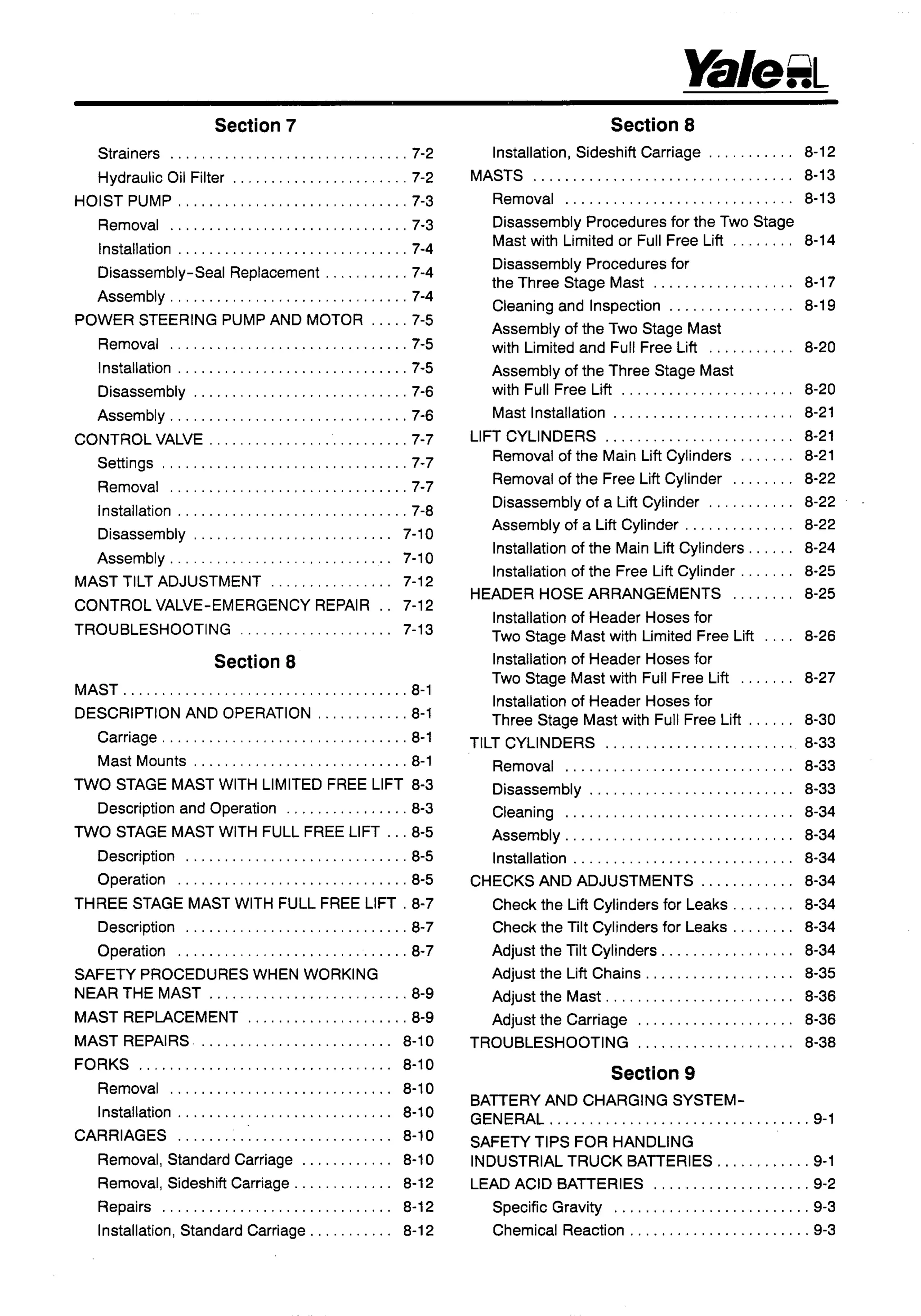 Yale (a807) erp16 20 atf forklift service repair manual | PDF