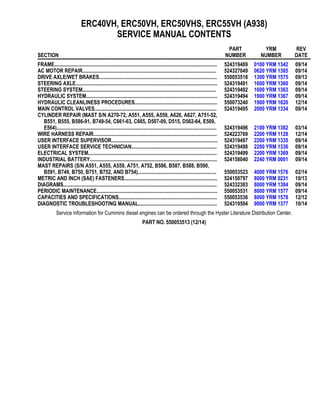 Yale (a938) erc50 vhs lift truck service repair manual | PDF