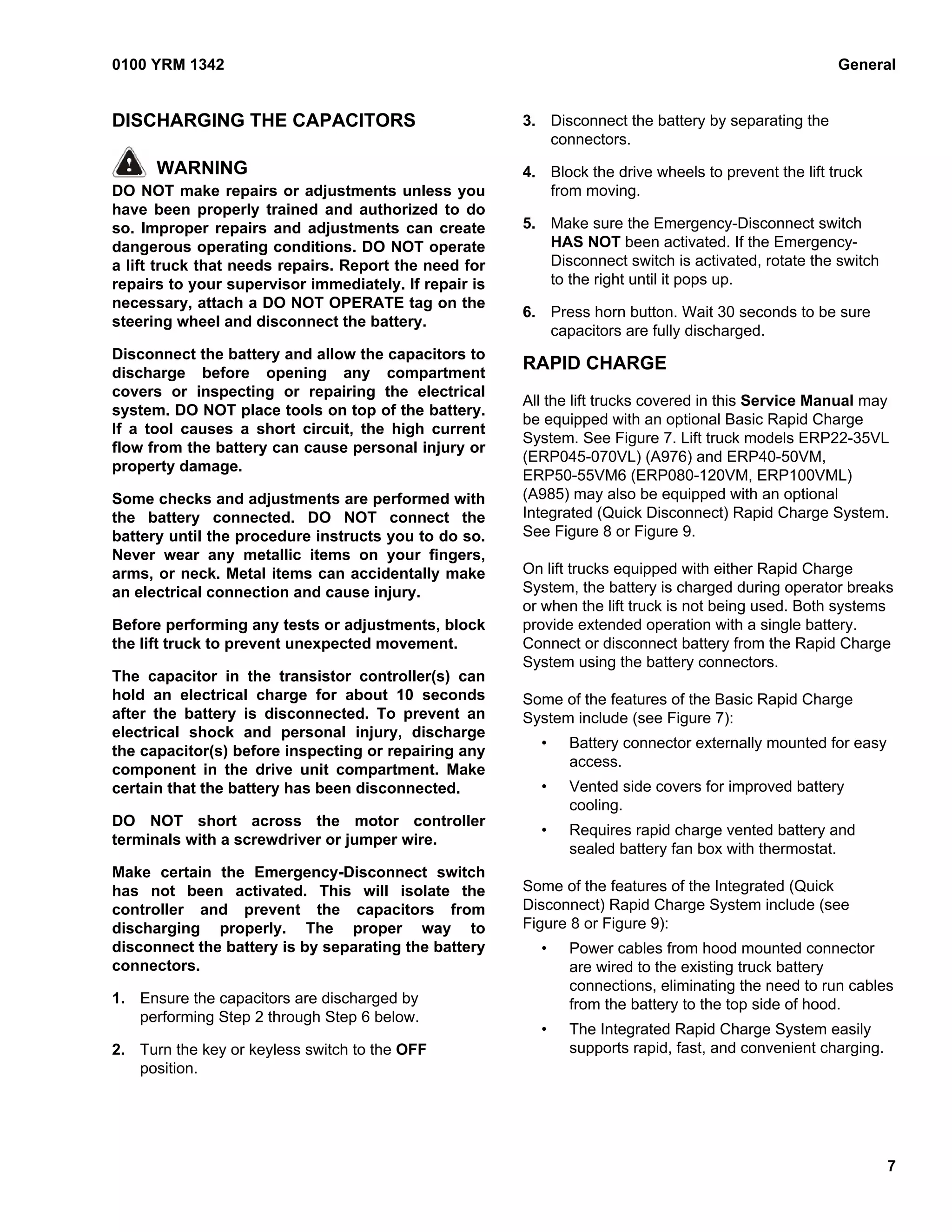Yale a976 erp22 vl lift truck service repair manual | PDF