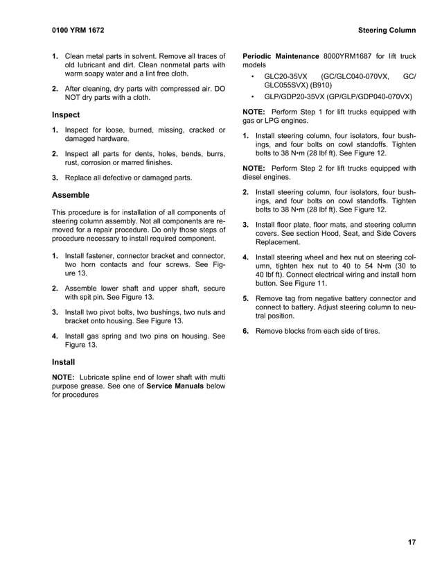 Yale (b910) glc050 vx lift truck service repair manual | PDF