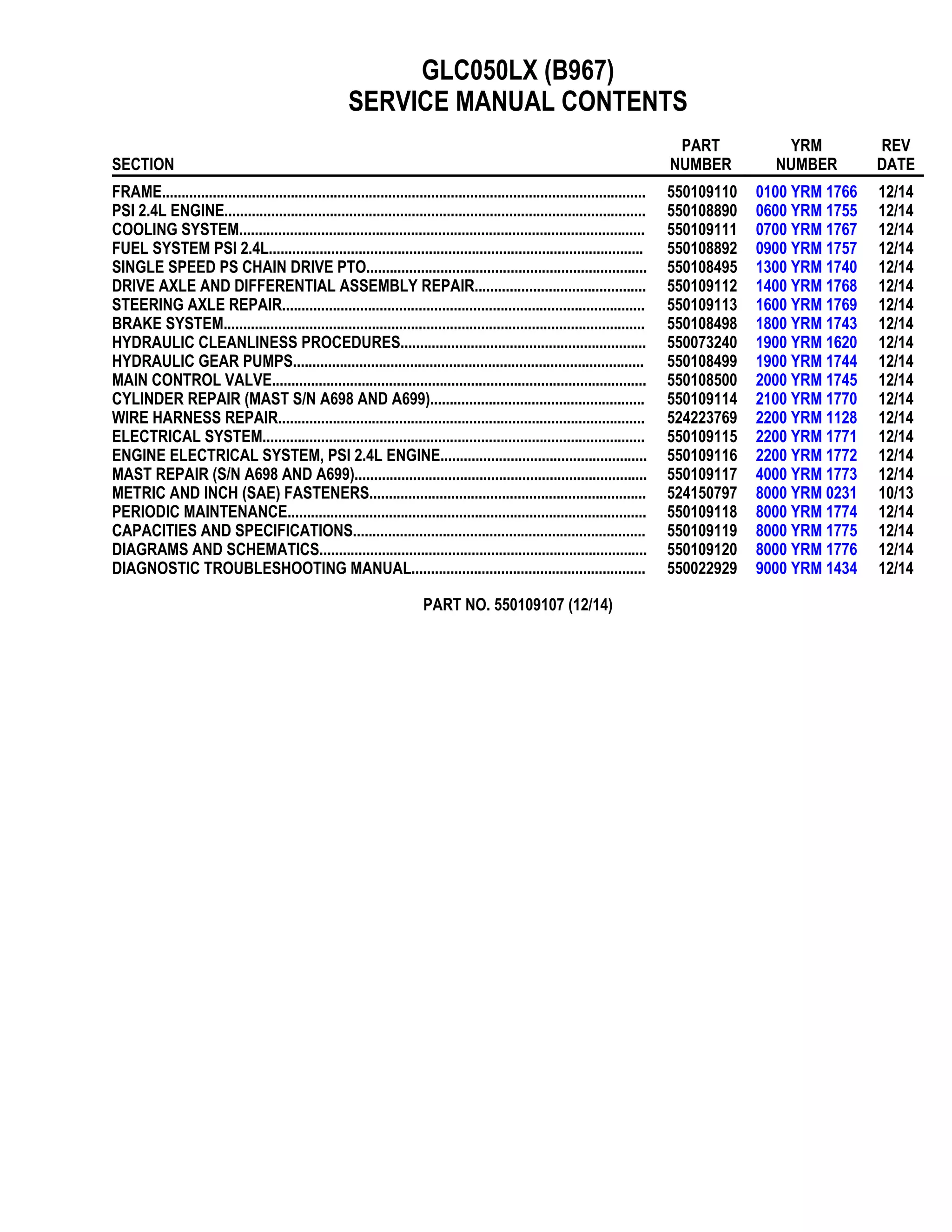 Yale b967 glc050 lx lift truck service repair manual | PDF