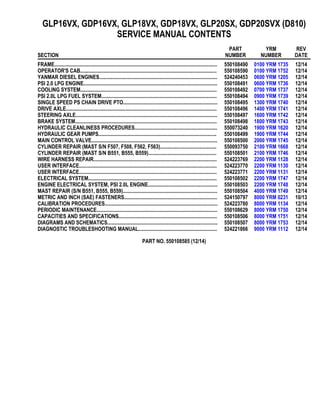Yale d810 glp20 sx lift truck (europe) service repair manual | PDF