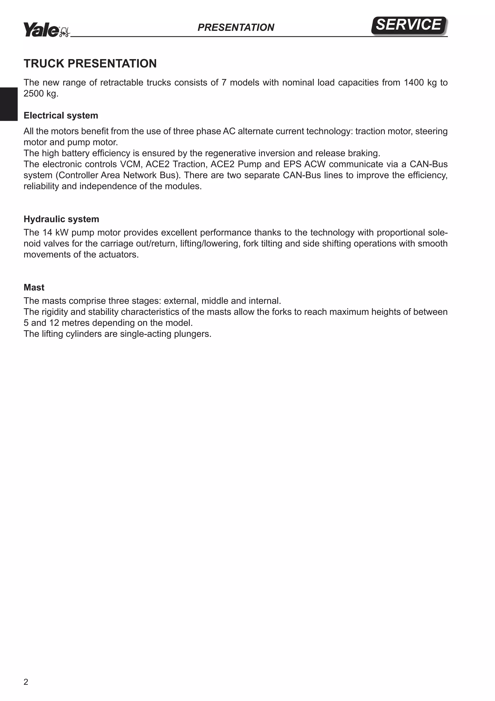 Yale (d849) mr16 hd lift truck service repair manual | PDF