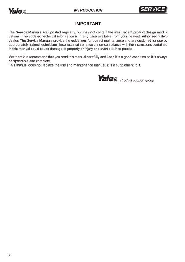 Yale (d849) mr20 hd lift truck service repair manual | PDF