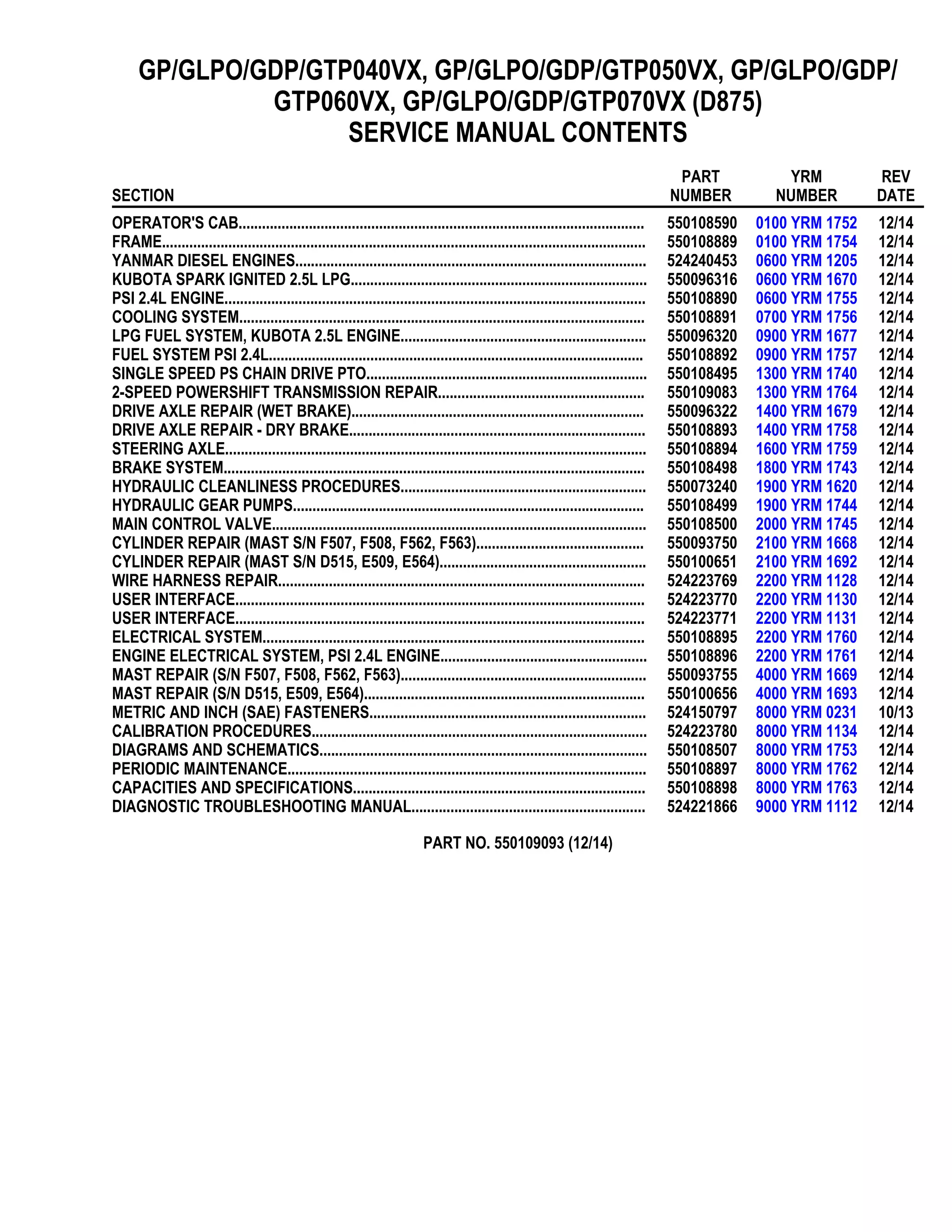 Yale (d875) gdp050 vx lift truck service repair manual | PDF