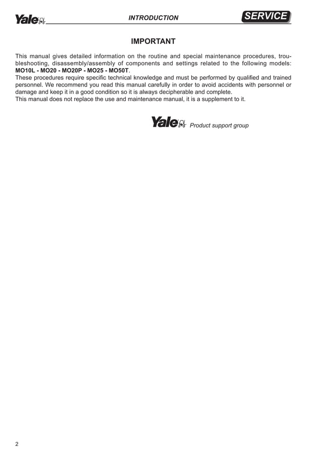 Yale (e857) mo25 lift truck service repair manual | PDF