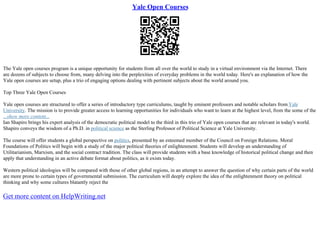 Yale Open Courses | PDF