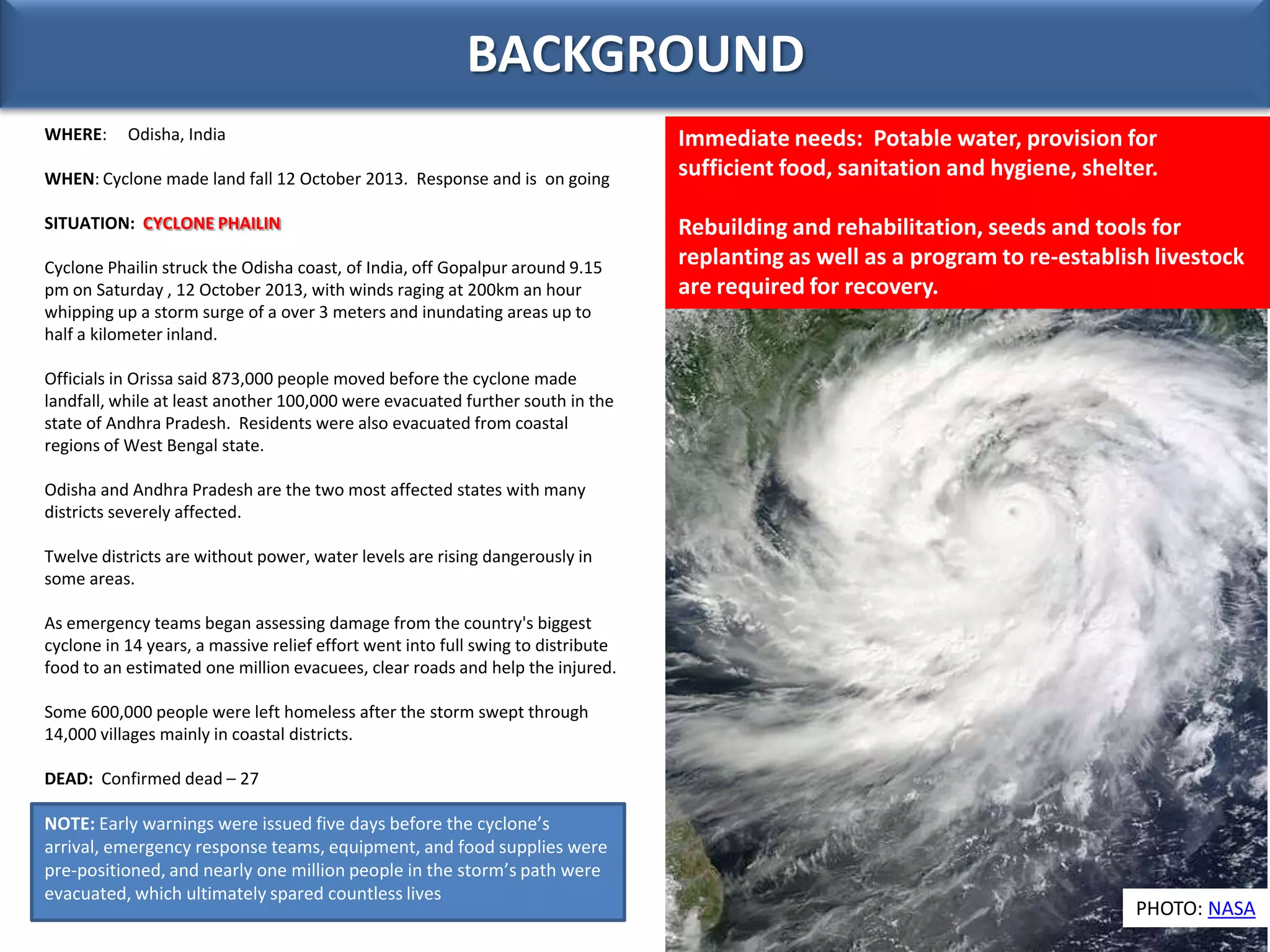 Yale - Tulane ESF-8 MOC Special Report - Tropical Cyclone Phailin | PPTX