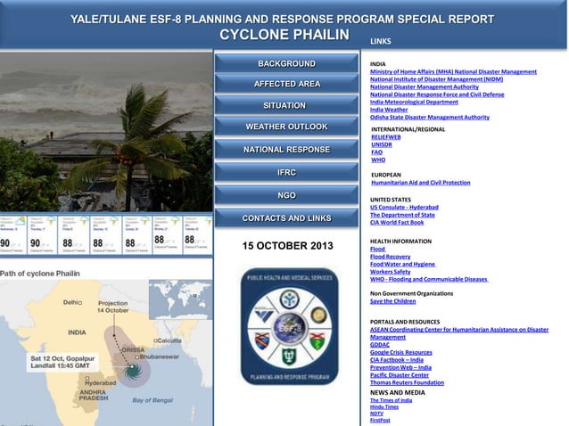 Yale - Tulane ESF-8 MOC Special Report - Tropical Cyclone Phailin | PPTX